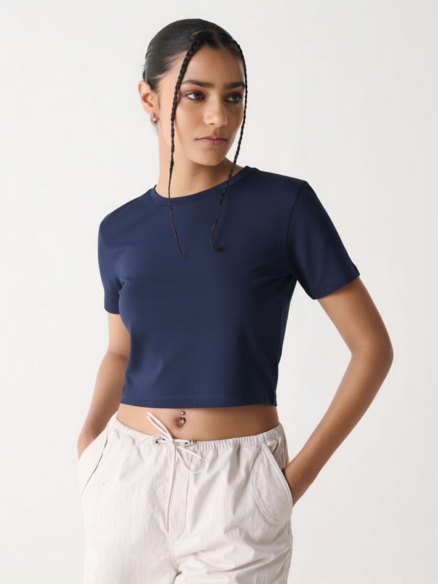 Short Sleeve Crop - Navy Blue