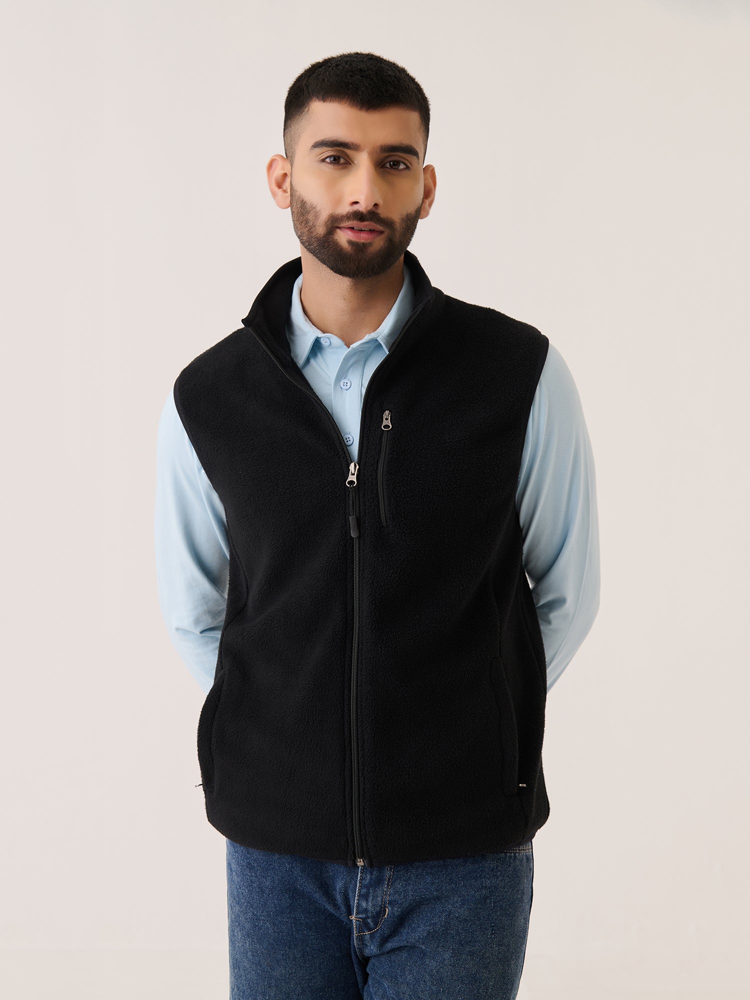 Polar Fleece Sleeveless Jacket - Black