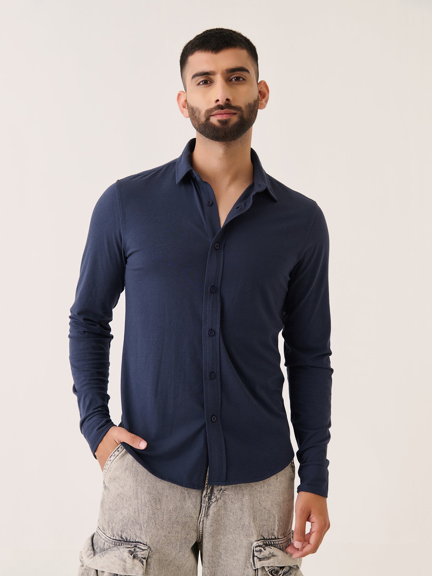 Long Sleeve Button Down - Navy Blue
